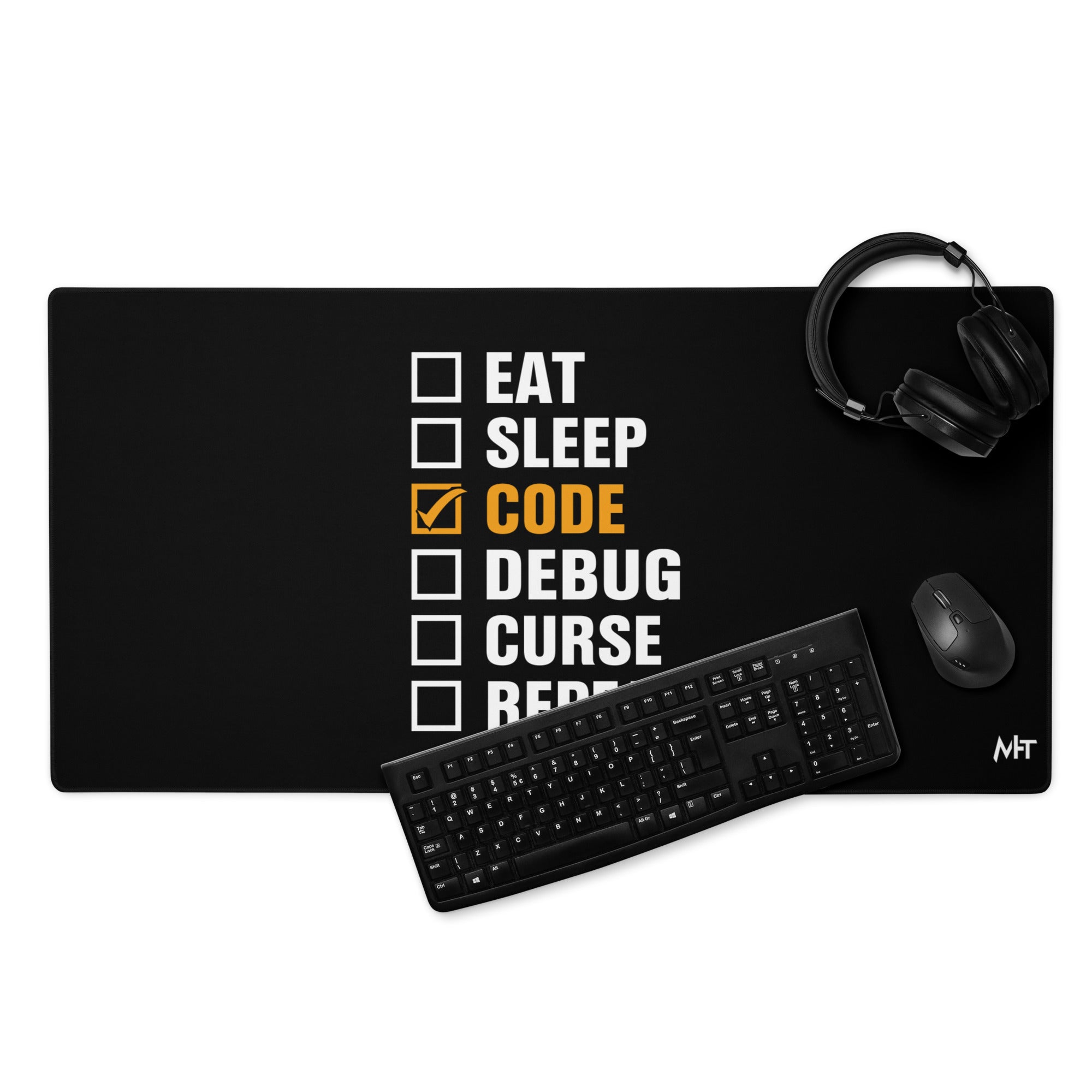 Eat, Sleep, Code √, Debug, Curse, Repeat - Desk Mat – MyHackerTech