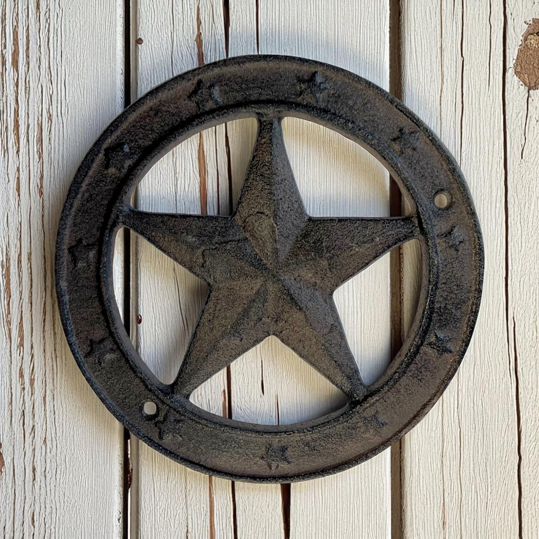 Rustic Cast Iron Star Badge Wall Decor, Vintage Western Accent ...