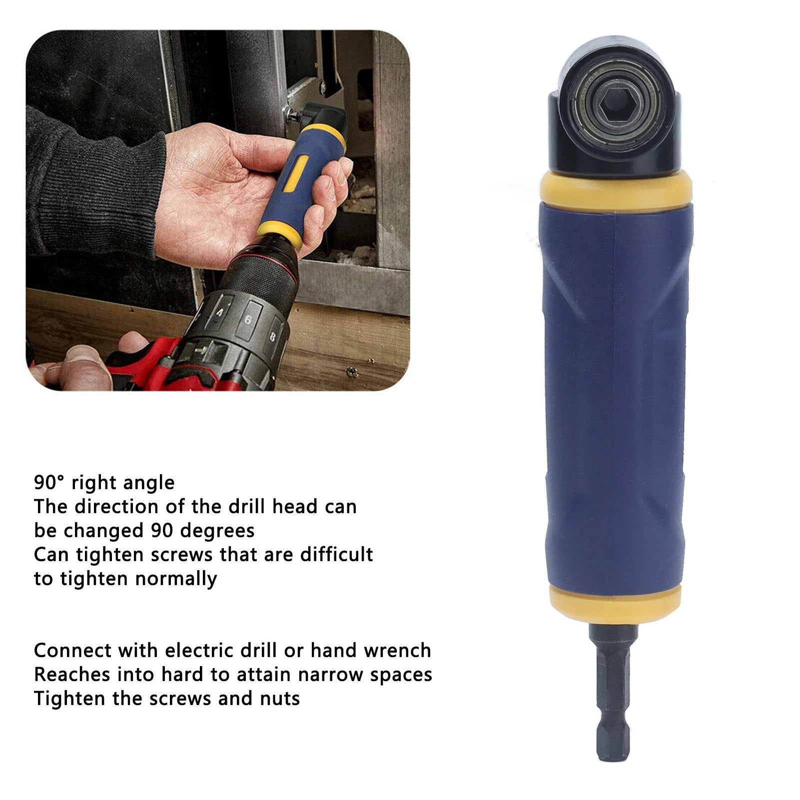 Right Angle Drill Adaptor 90 Degree Yellow Blue Drills Attachment Exte ...