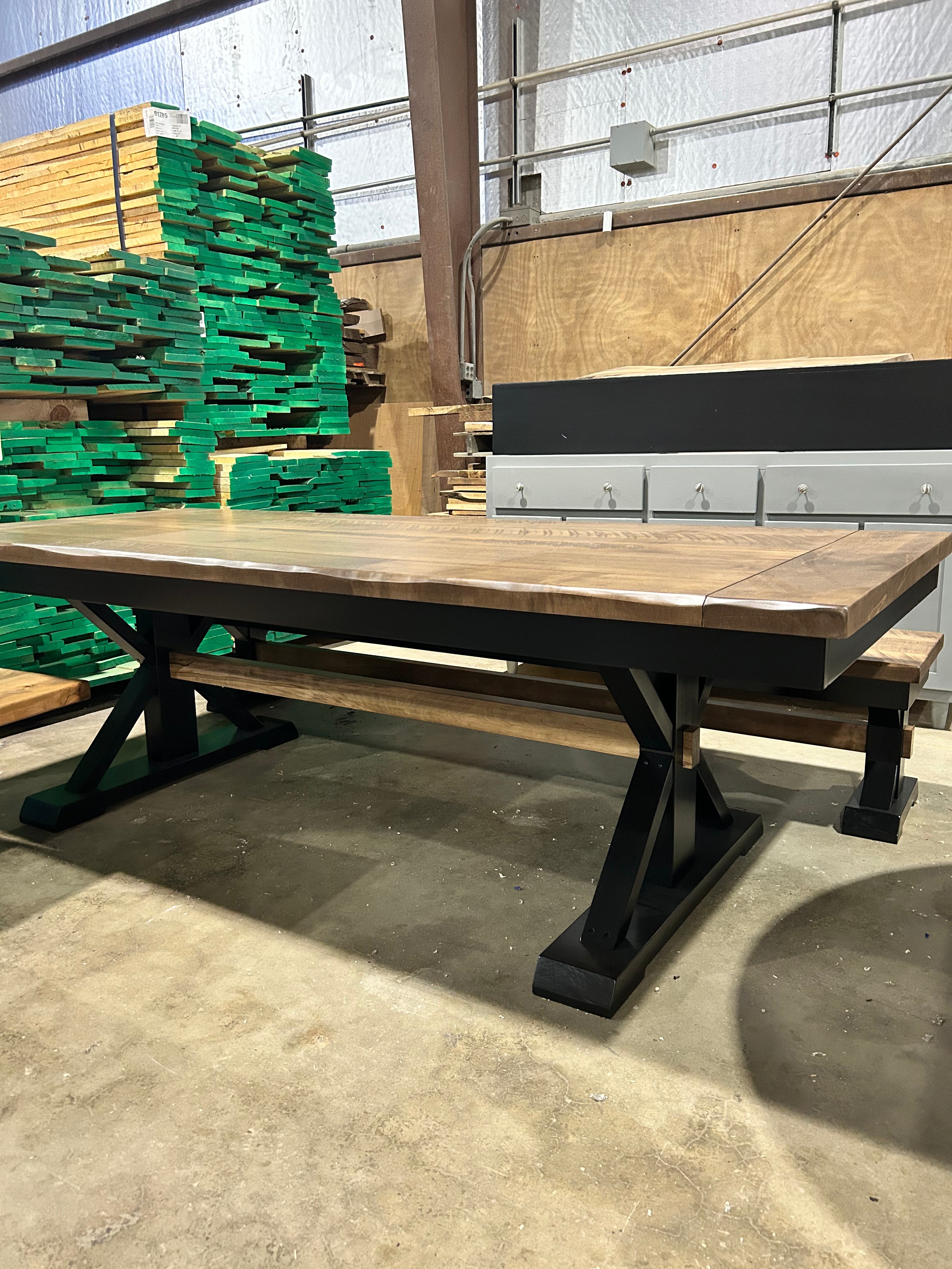 Trestle X Farmhouse Dining Table with Beam – MyHackerTech
