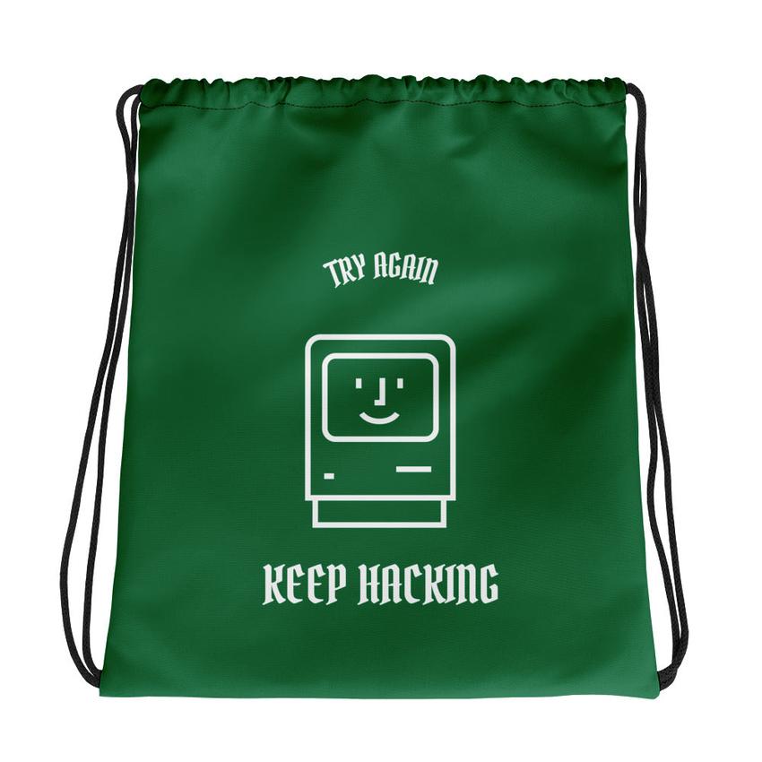 Keep hacking - Drawstring bag (green) – MyHackerTech